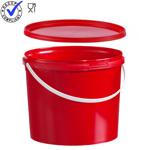 Kerstpakketten: Relatiegeschenk emmer in kleur rood | Norah Plastics